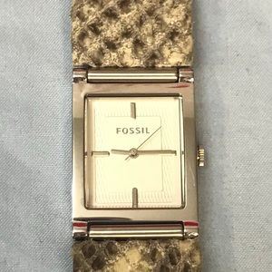 Fossil | Accessories | Embossed Snake Skin On Stainless Steal Watch ...